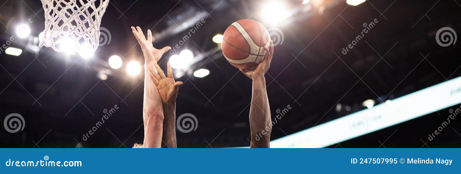 Basketball Game Ball Going through Hoop Stock Image - Image of scoring ...