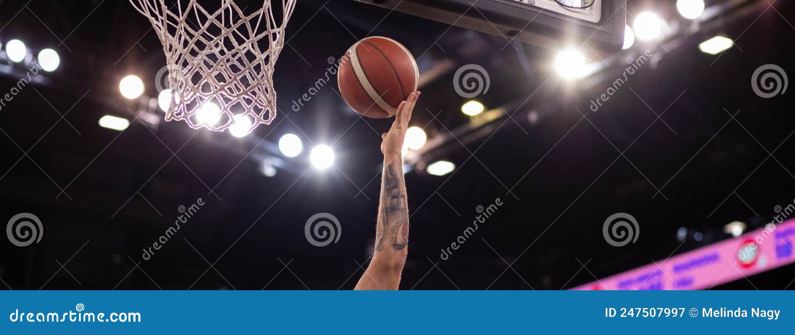 Basketball Game Ball Going through Hoop Stock Image - Image of shot ...