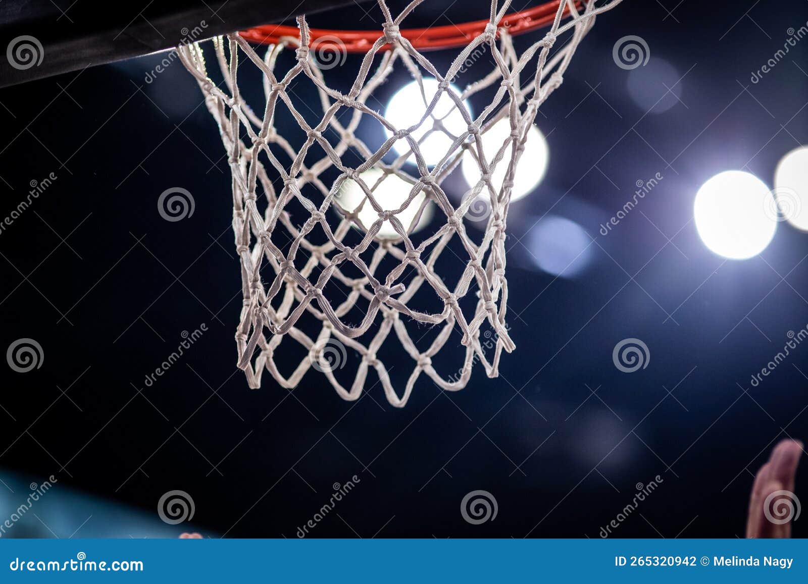 Basketball Game Ball in Hoop Stock Photo - Image of match, motion ...