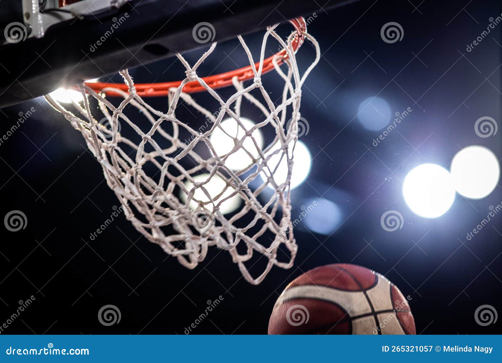 Basketball Game Ball in Hoop Stock Image - Image of success, arena ...