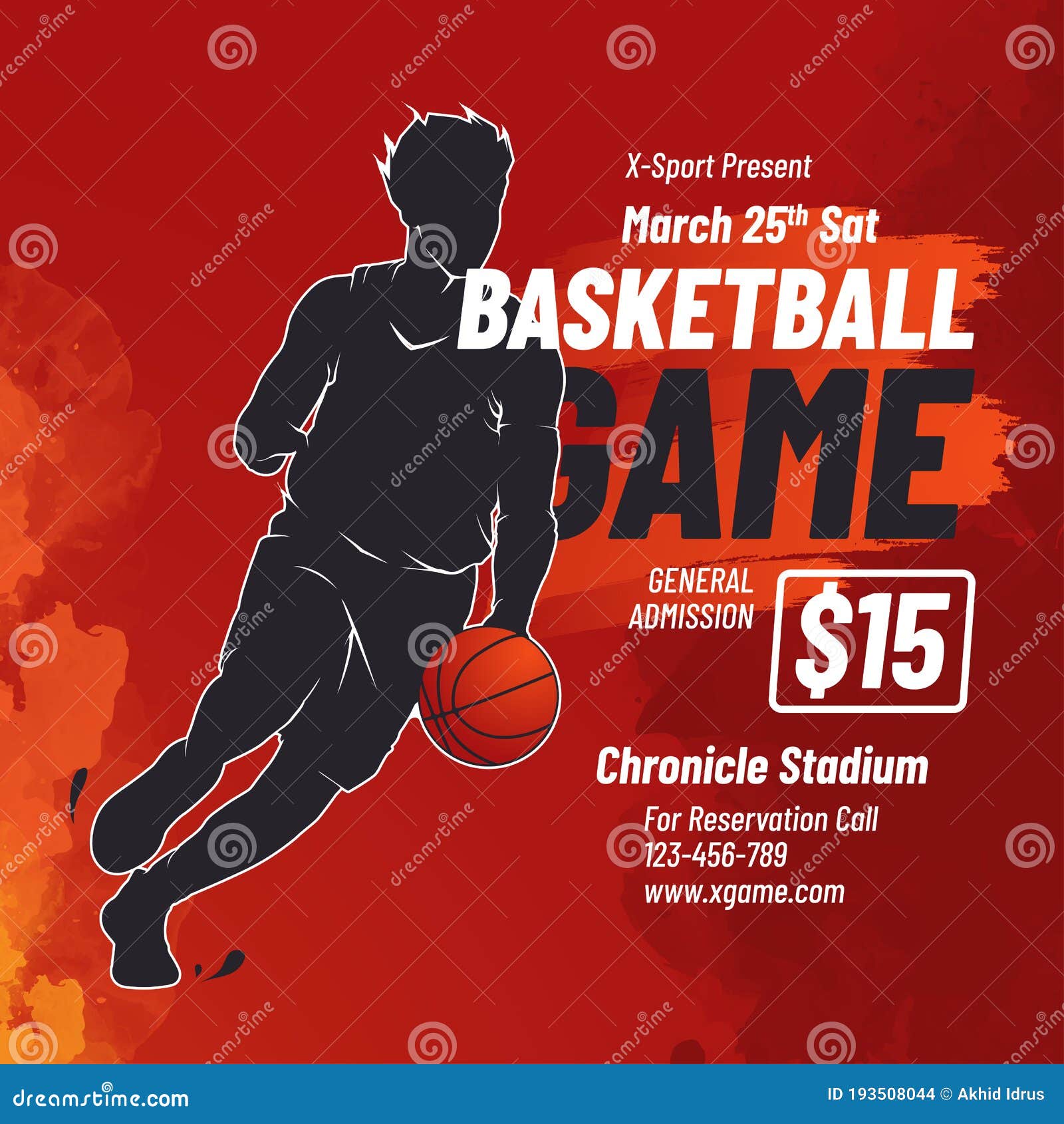 Basketball Game Flyer Design Template Stock Vector - Illustration of ...