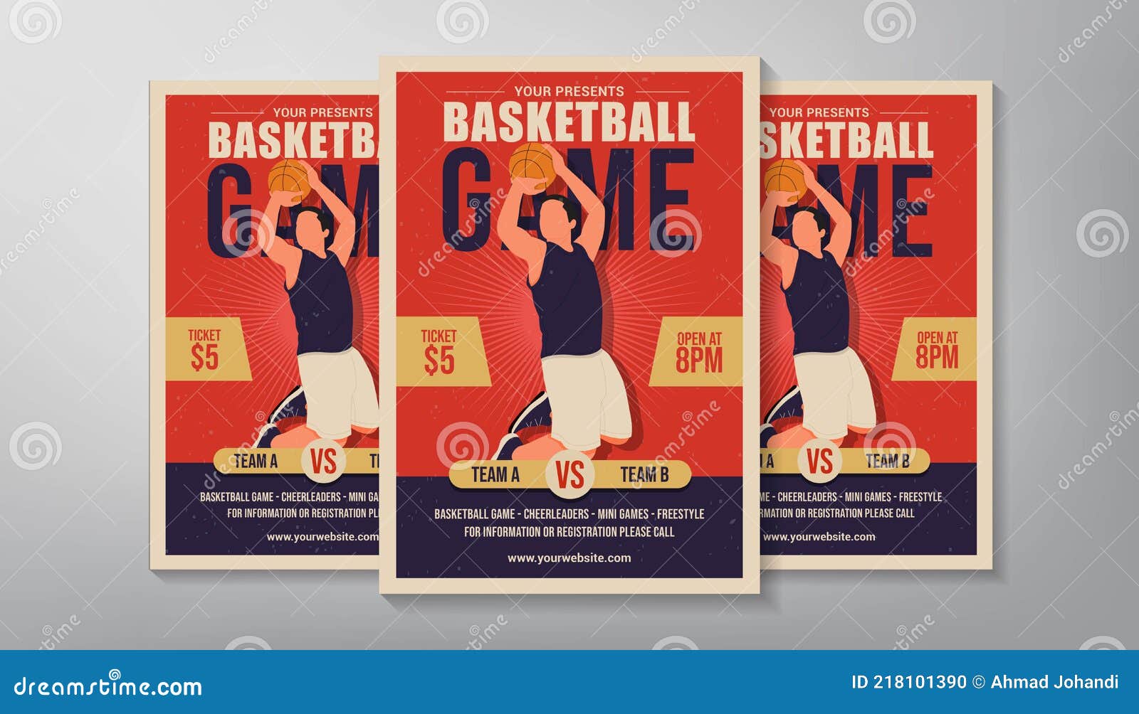Basketball Game Flyer Template Stock Vector - Illustration of league ...