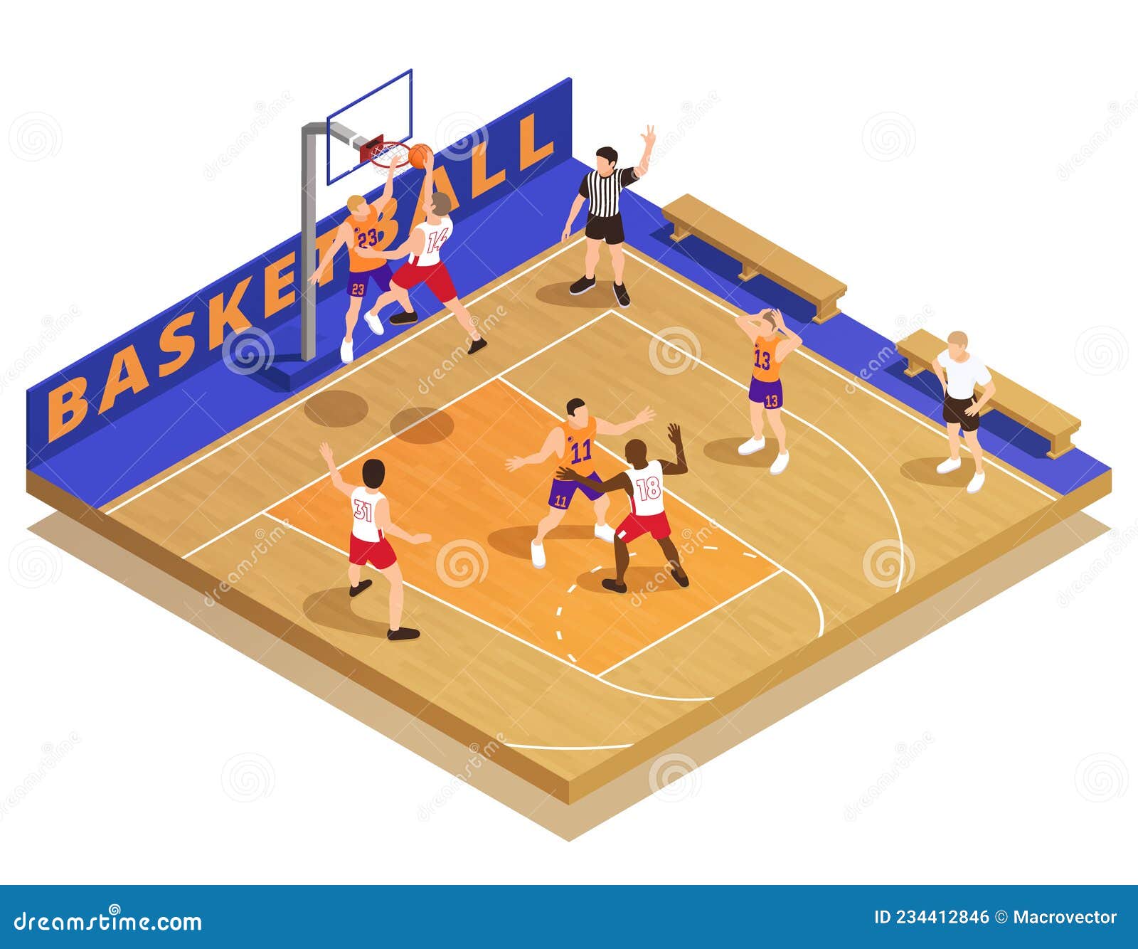 Basketball Game Isometric Composition Stock Vector - Illustration of ...
