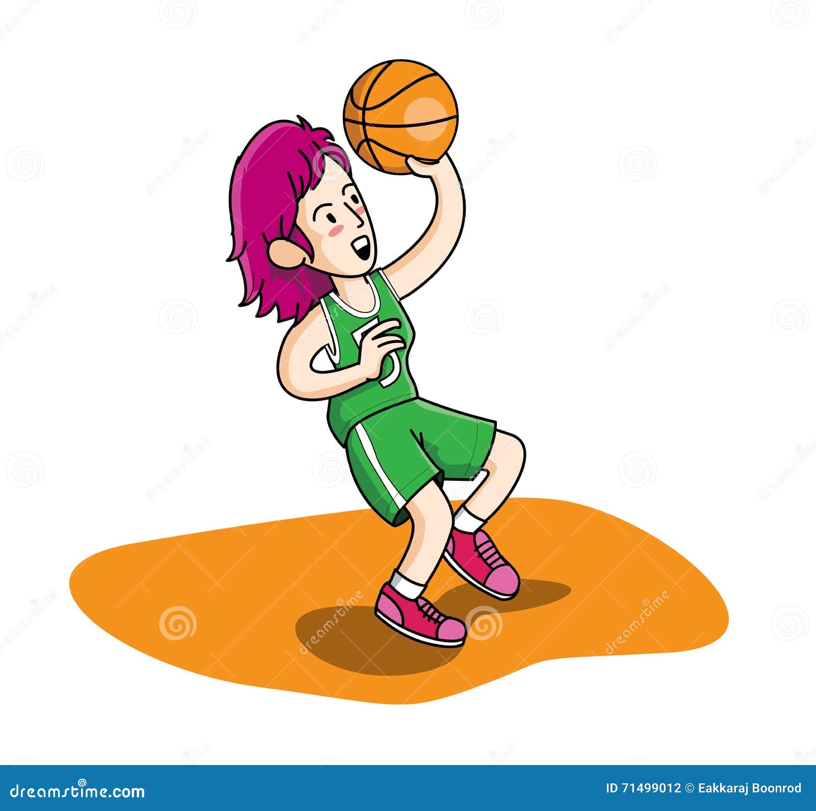 Basketball Girl Playing Cartoon Stock Vector - Illustration of clip ...