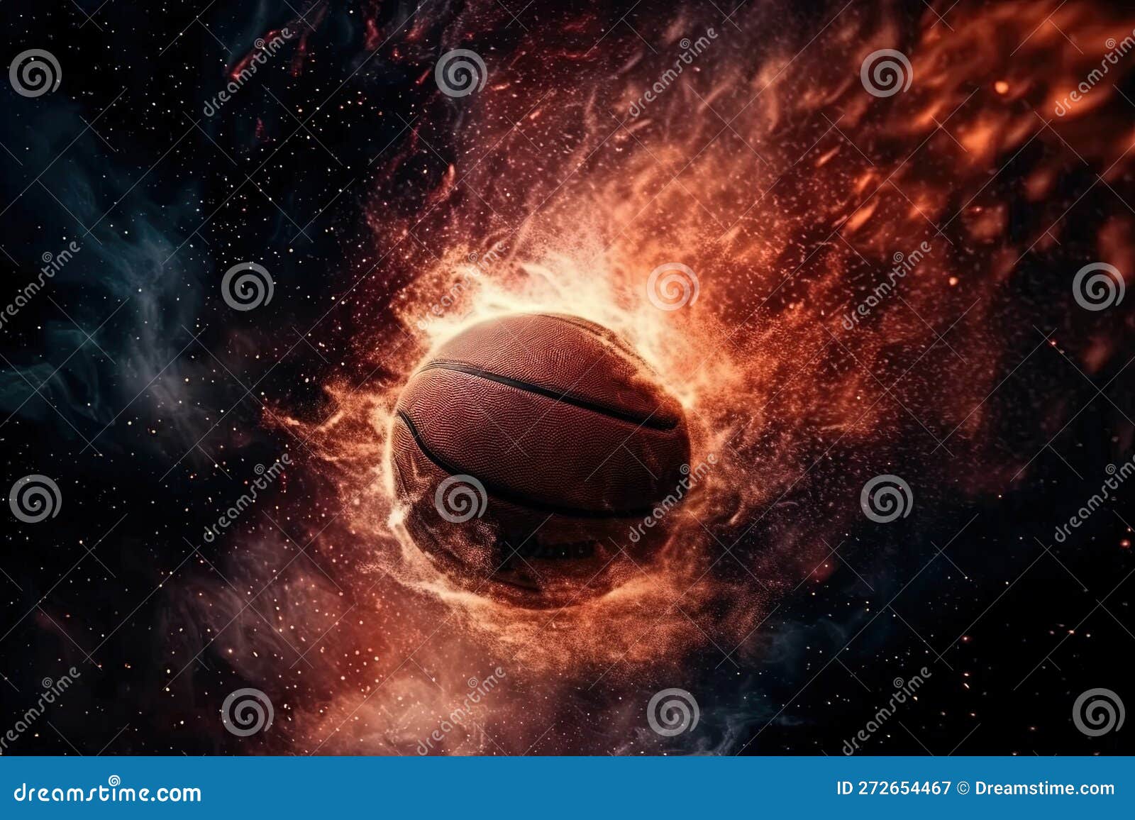 Basketball Going through the Basket, Top View, Exploding Galaxy ...