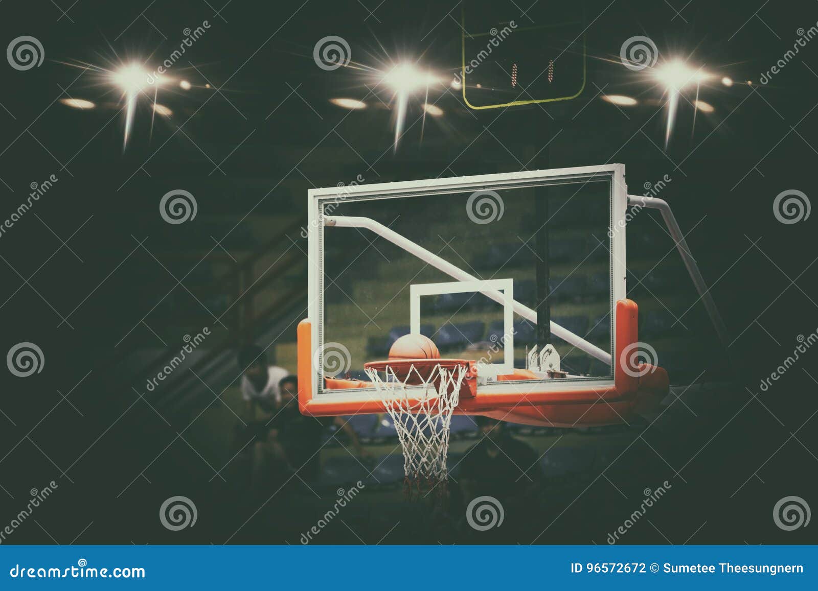 Basketball Going through Net and Scoring during Match ,Blurry an Stock ...