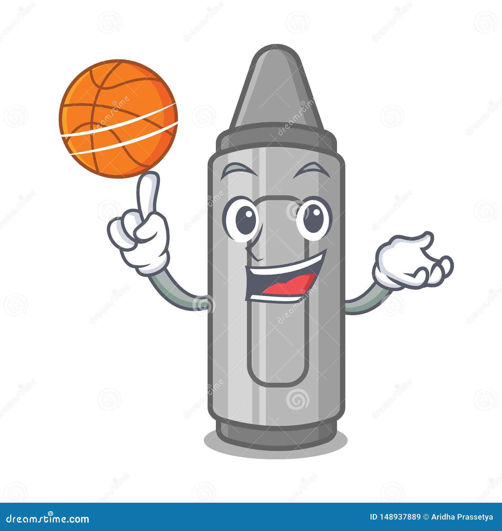 With Basketball Grey Crayon Isolated with the Cartoon Stock Vector ...