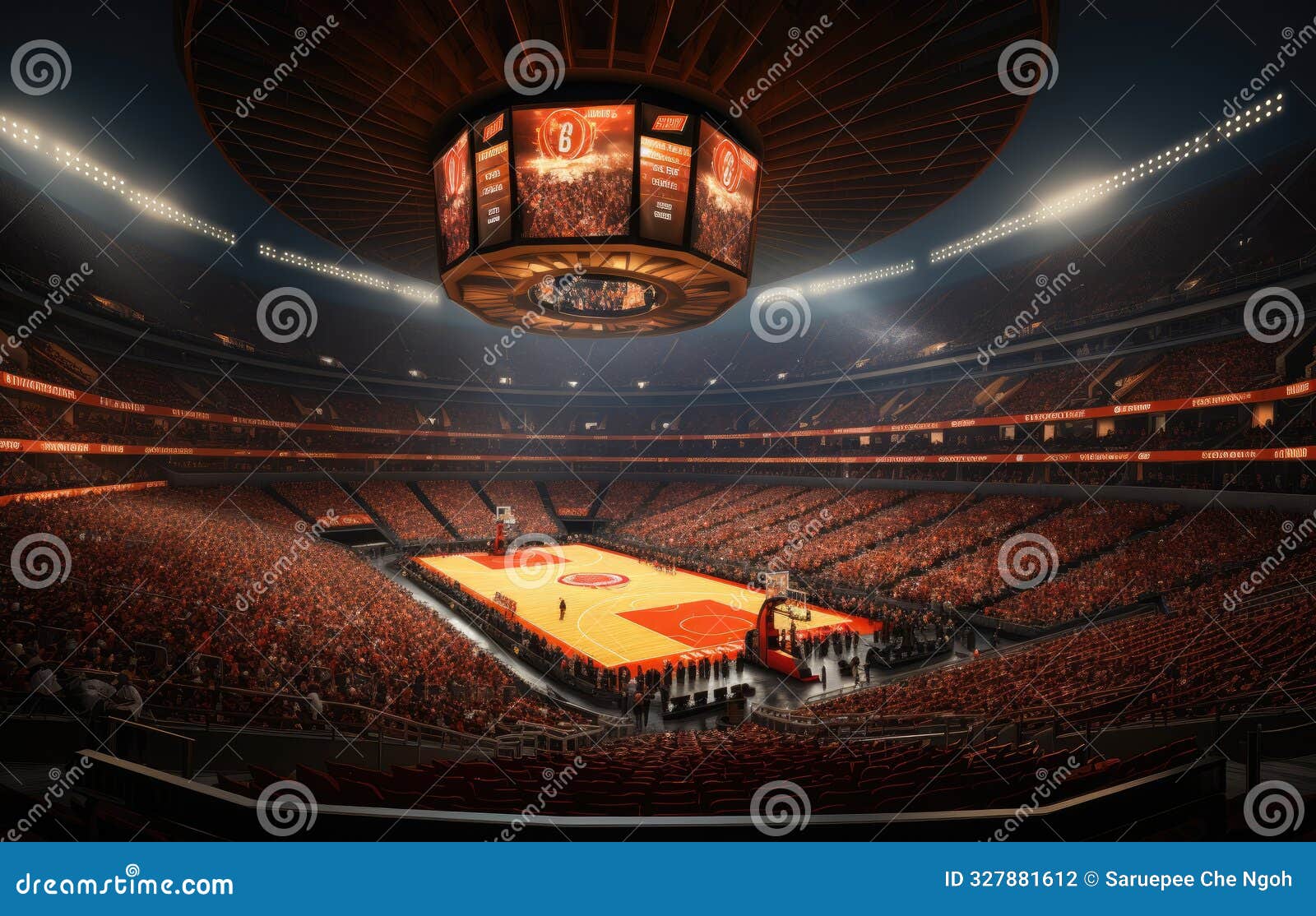 Basketball Hall with Empty Stands Dark Basketball Court Basketball ...