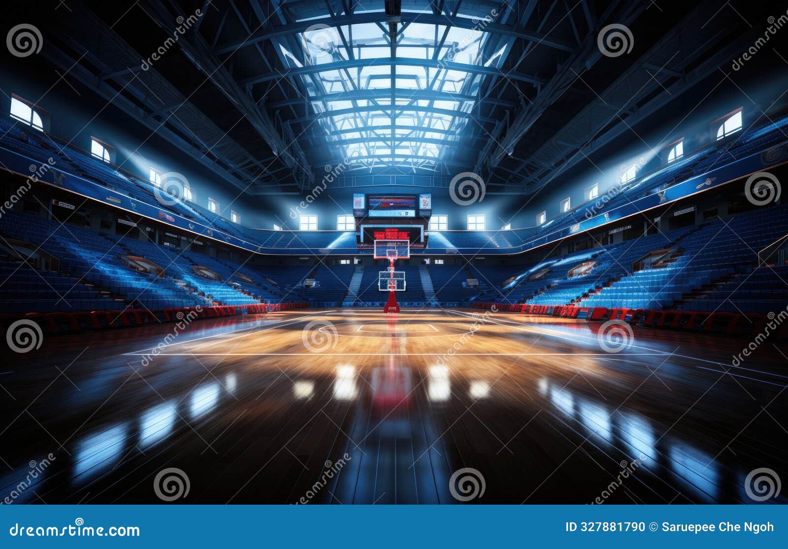 Basketball Hall with Empty Stands Dark Basketball Court Basketball ...