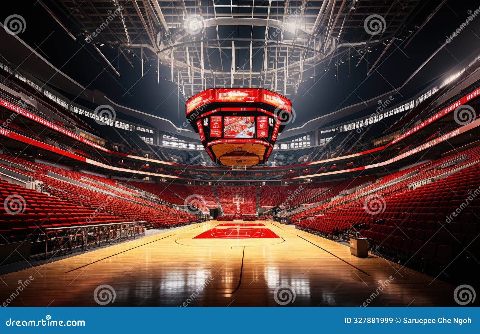 Basketball Hall with Empty Stands, Dark Basketball Court, Basketball ...
