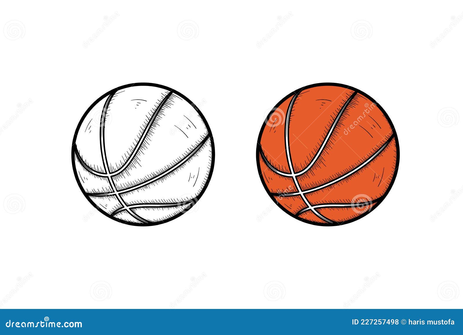 Basketball Hand Drawn Illustration Sketch and Color Stock Vector ...