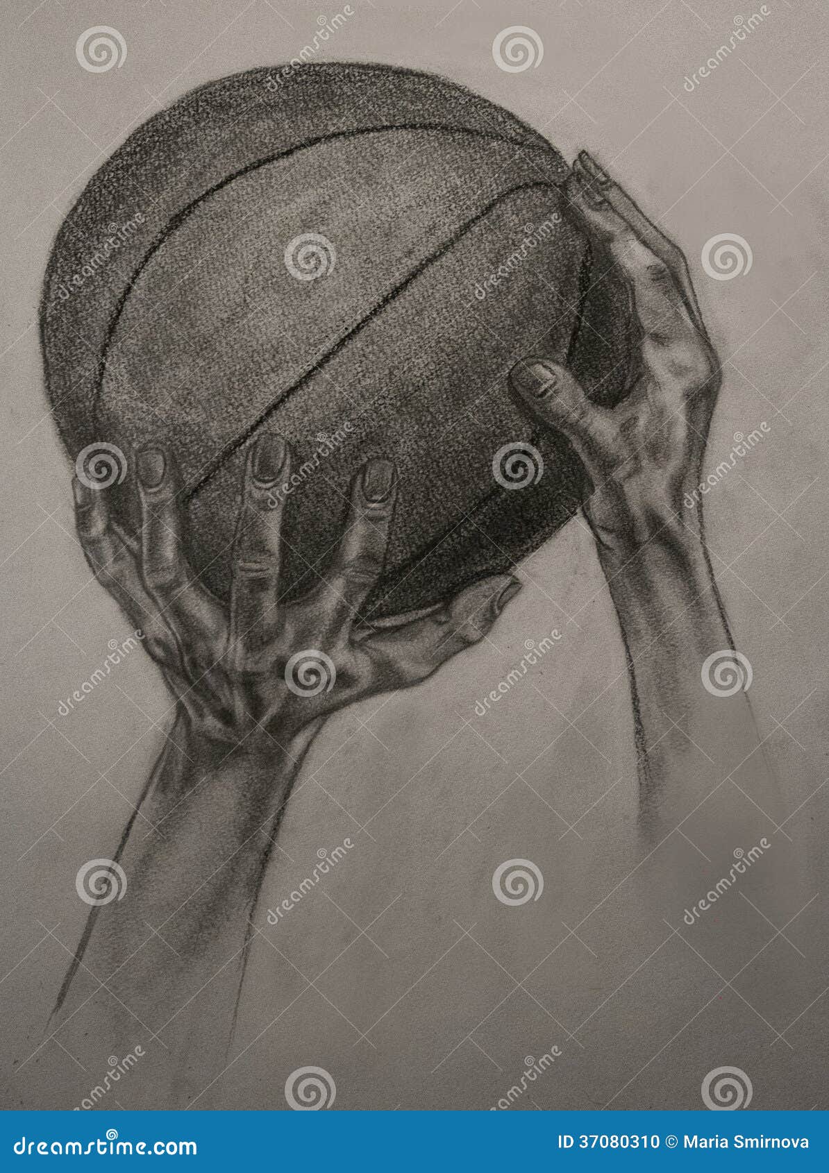 Basketball and hands stock illustration. Illustration of hands - 37080310