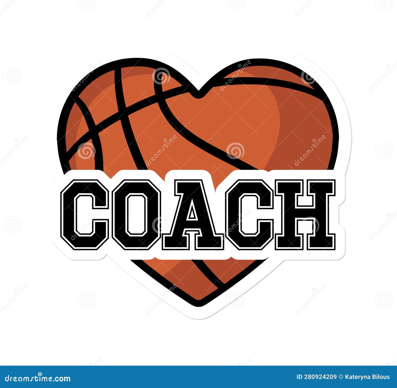Basketball Coach Heart Shaped Ball Varsity College Style Text Stock ...
