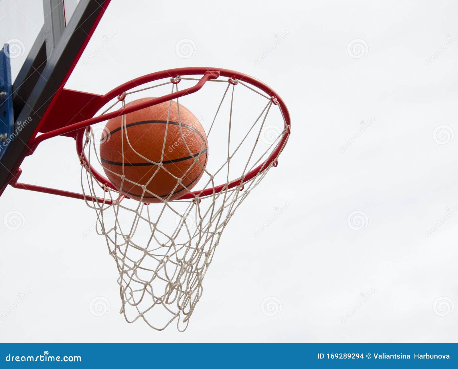 The Basketball Hit the Basket Stock Photo - Image of basketball, white ...