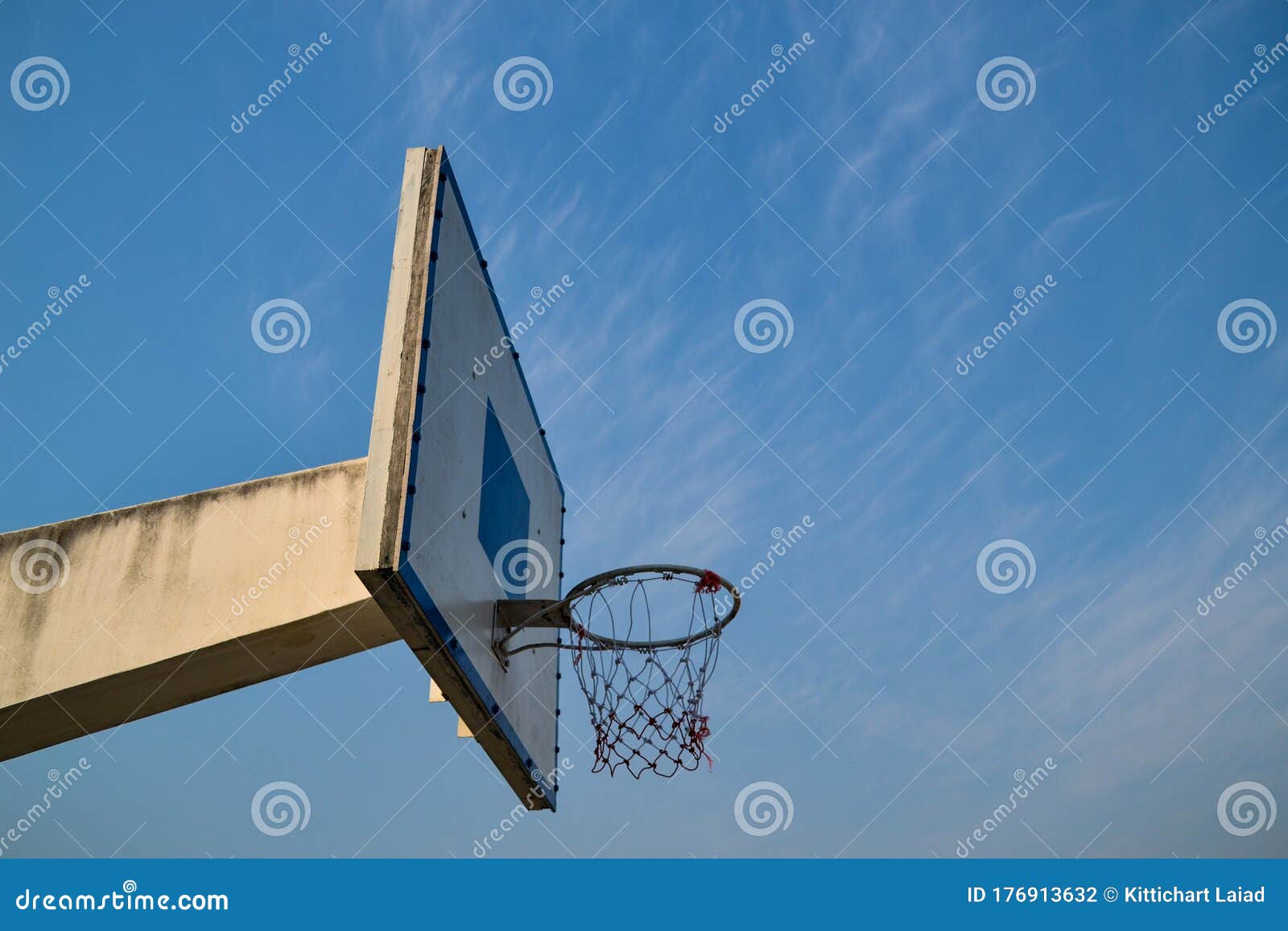 Basketball Hoop Against Blue Sky Background Stock Photo - Image of ...