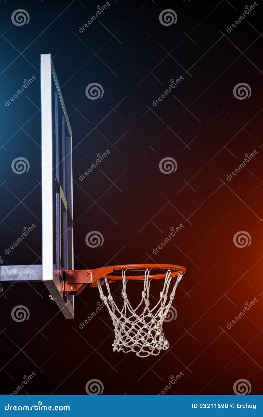 Basketball Hoop on Black. Lightened by Mixed Color Lights. Stock Photo ...