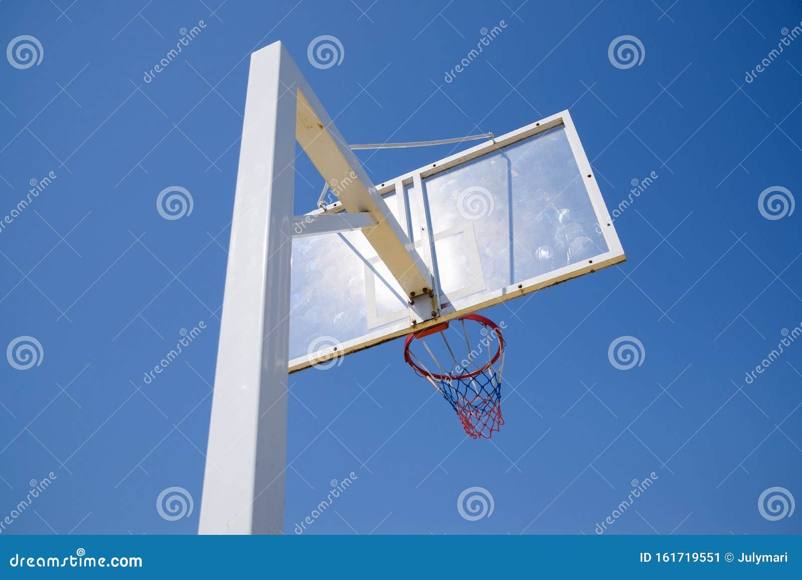 Basketball hoop, blue sky stock image. Image of abstract - 161719551