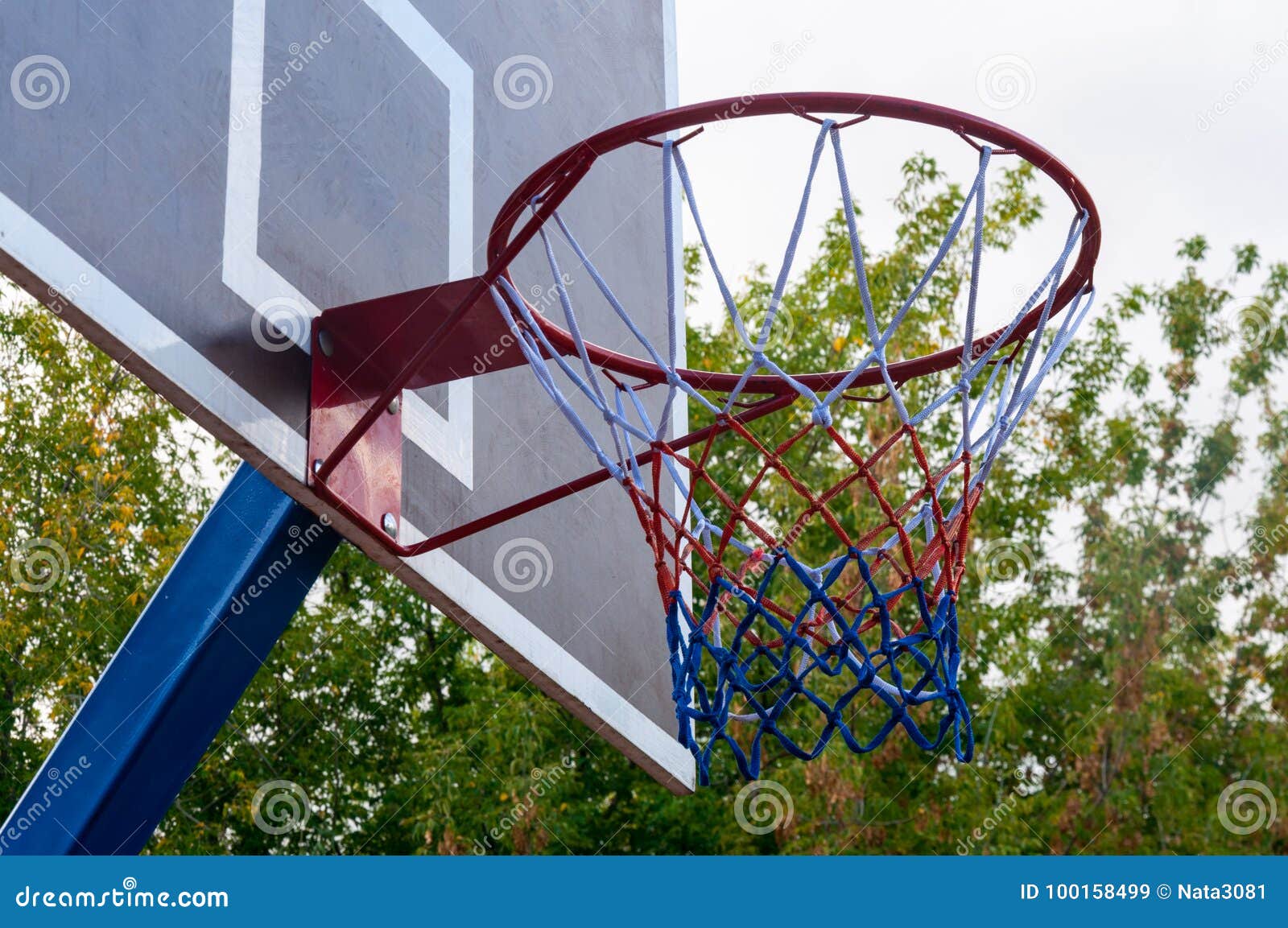Basketball Hoop and Blue Sky Background, Basketball Basket. Stock Image ...