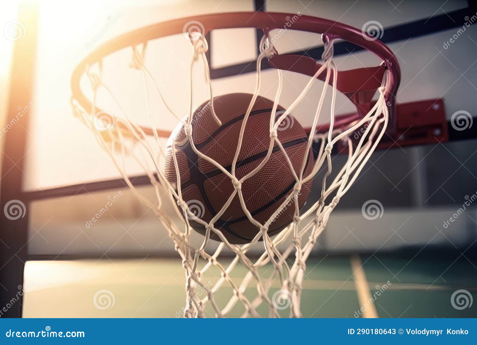 Basketball in Hoop Close Up. Generative Ai Stock Image - Image of court ...