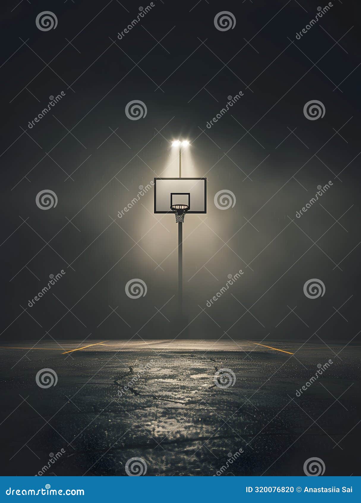 Basketball hoop at night stock illustration. Illustration of play ...