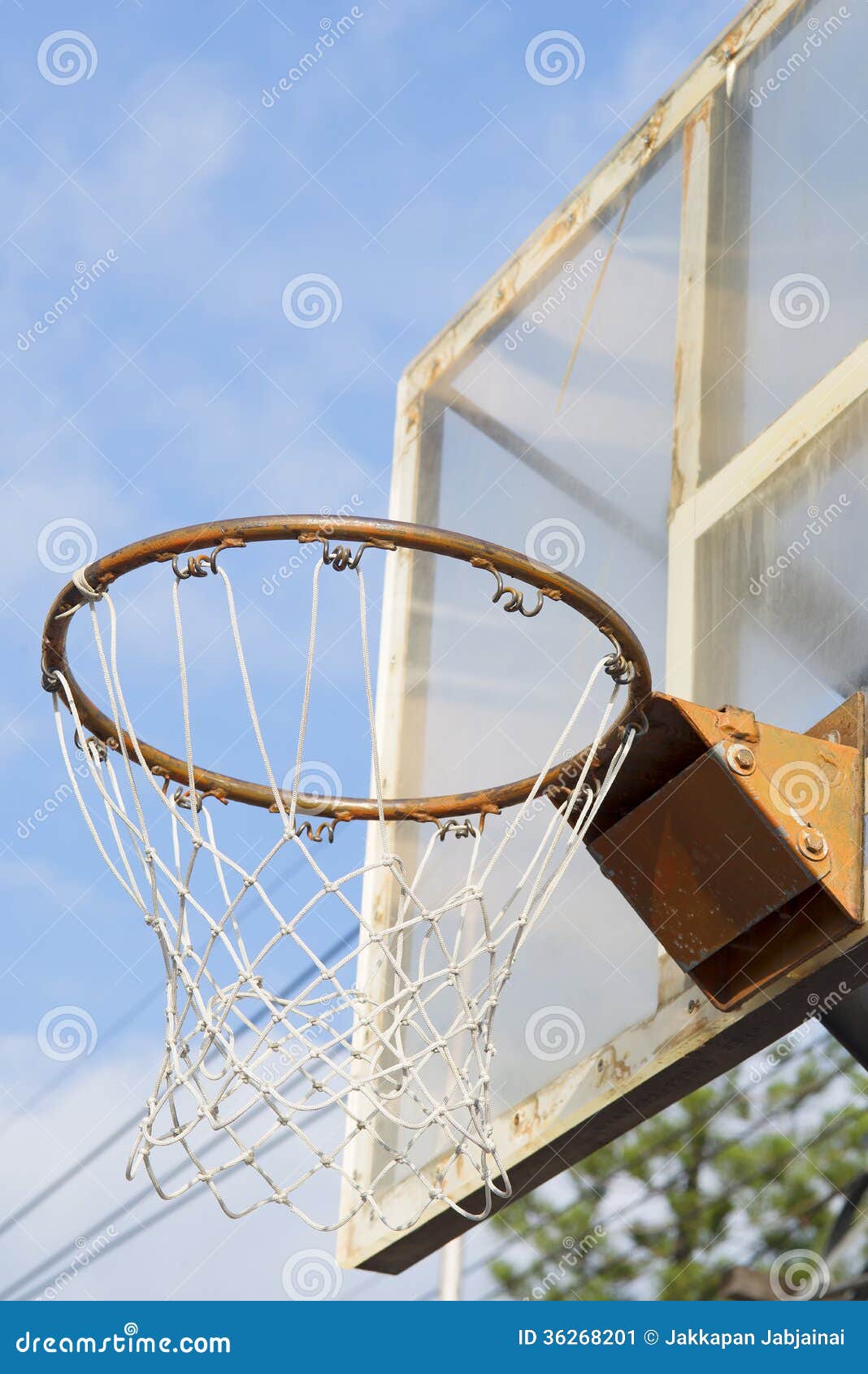 Basketball Hoop on Sky Background Stock Image - Image of activity ...