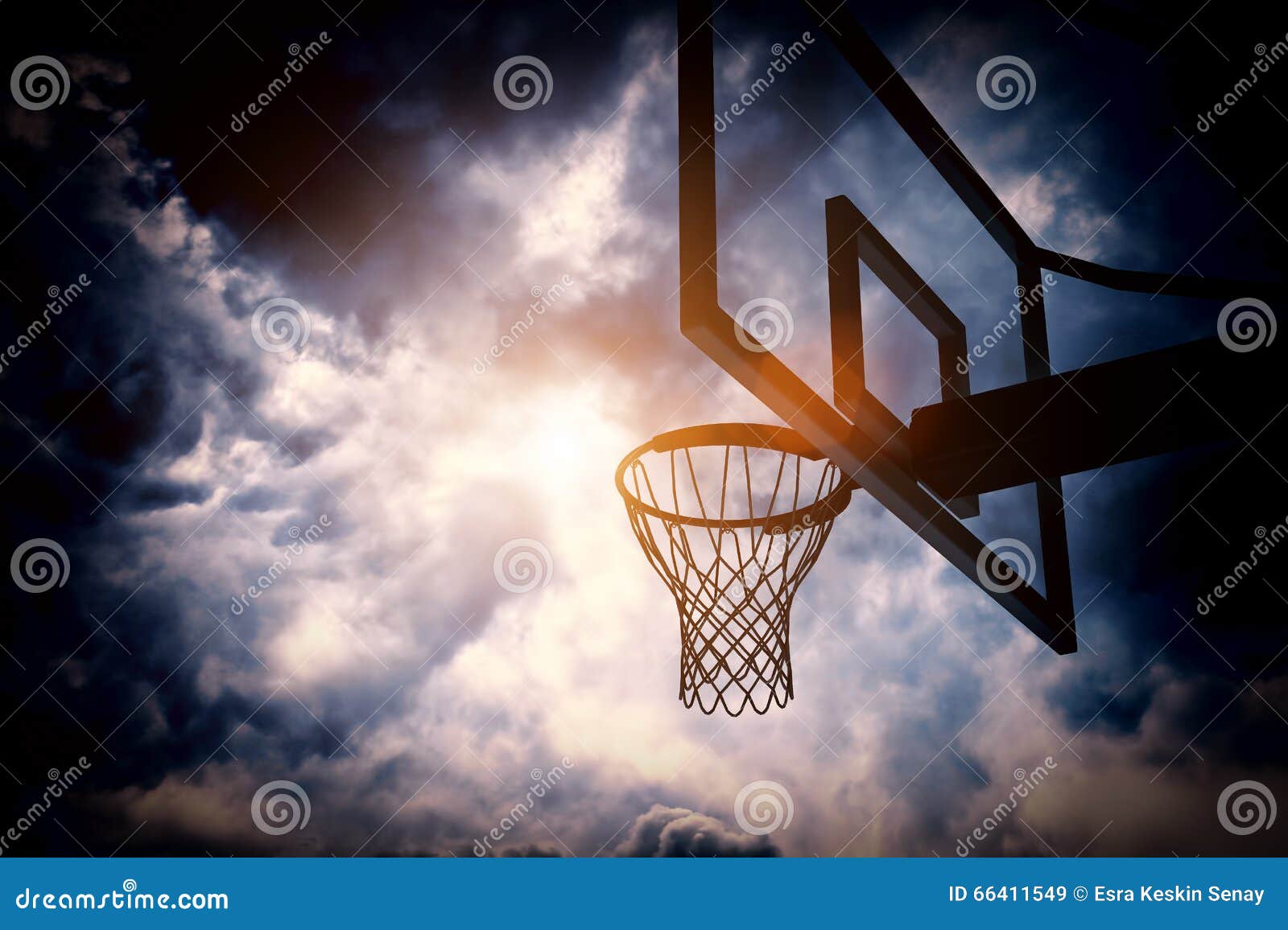 Basketball hoop and sky stock illustration. Illustration of silhouette ...