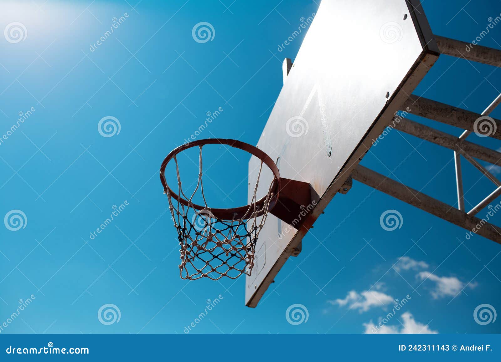 Basketball Hoop in Sunny Day of Spring Stock Image - Image of hoop ...