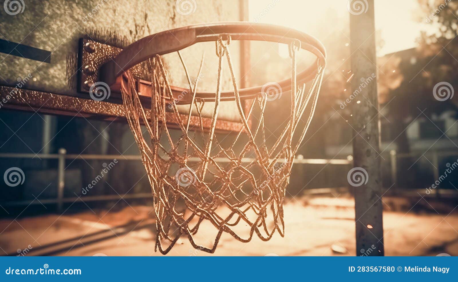 ;basketball Hoop in Sunset Light Generative AI Stock Illustration ...