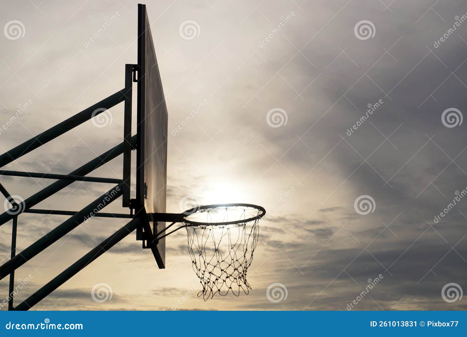 Basketball Hoop with Sunset Sky Background Stock Image - Image of ...