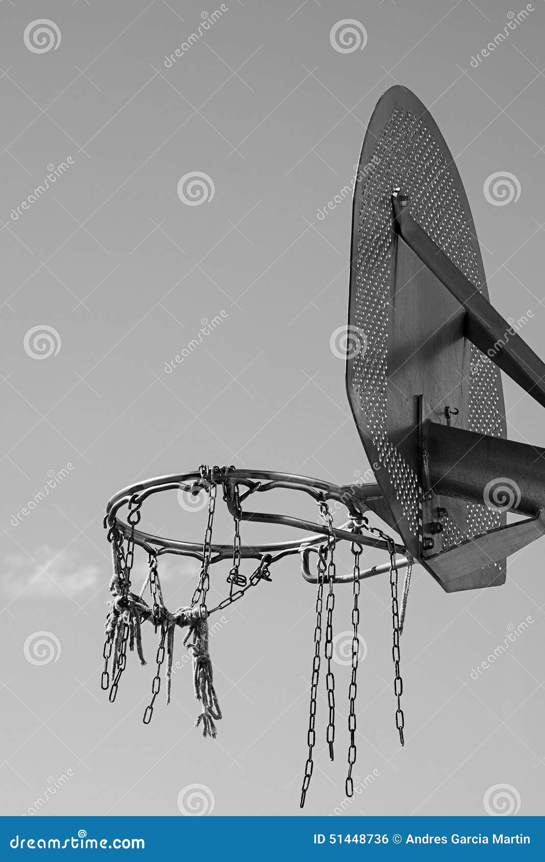 Basketball Hoop with Torn Iron Net Stock Photo - Image of beauty, metal ...