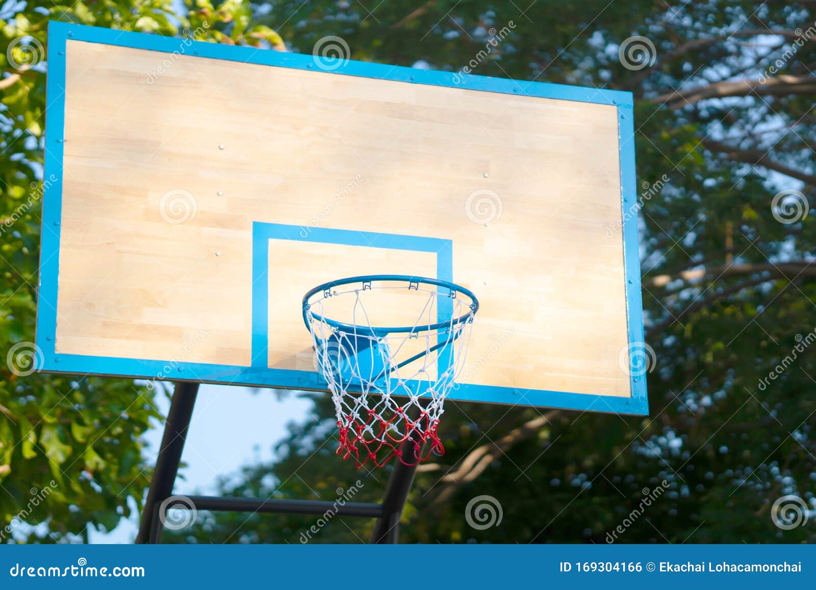 A Basketball Hoop by Trees stock photo. Image of cloud - 169304166