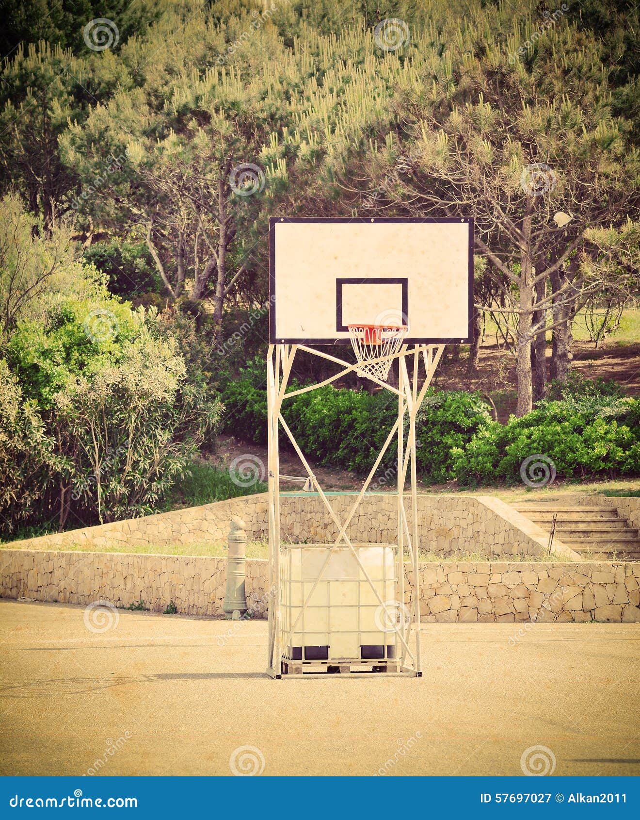 Basketball Hoop in a Vintage Playground Stock Image - Image of ...