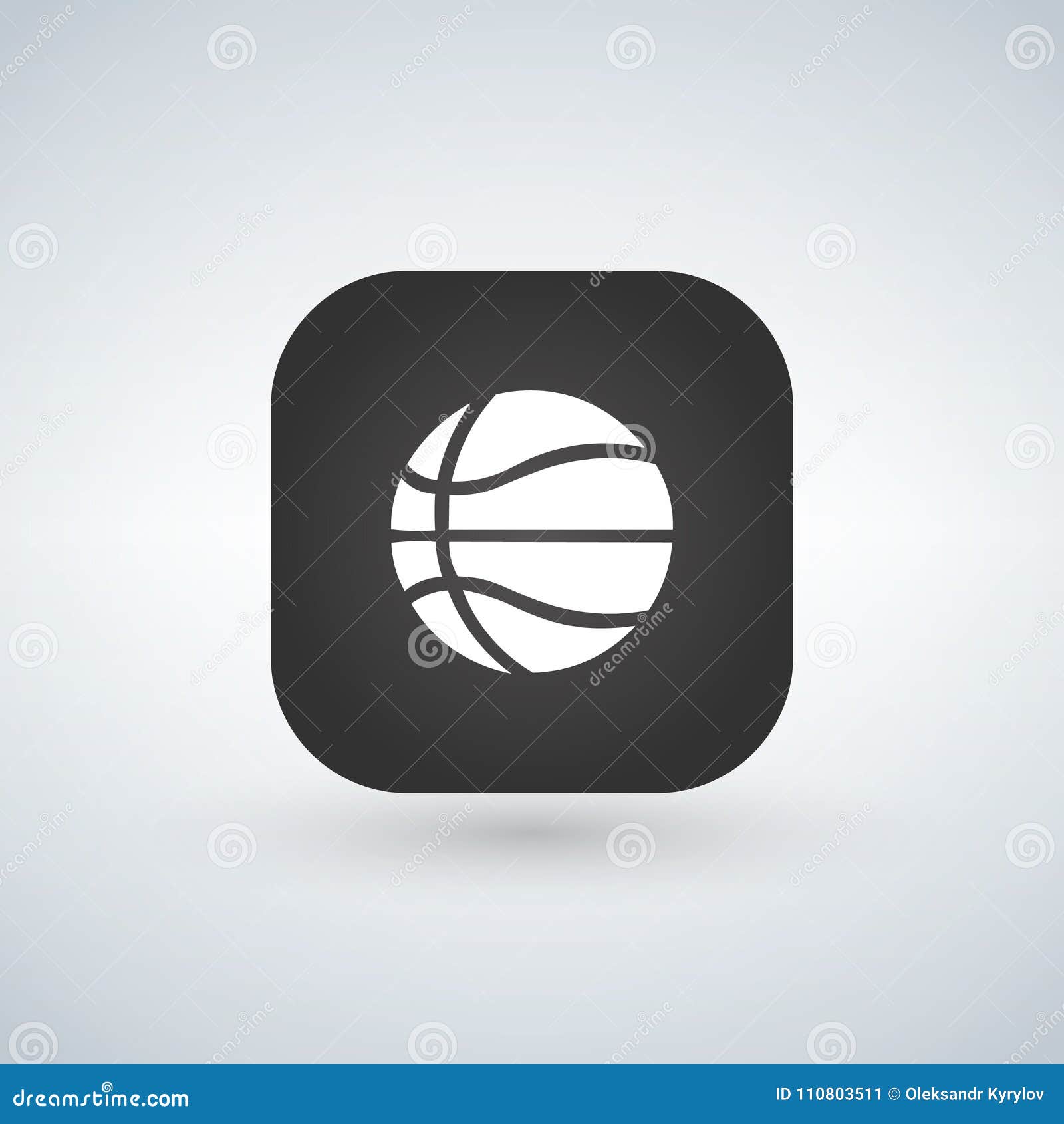 Basketball Icon Black App Button with Shadow. Stock Illustration ...