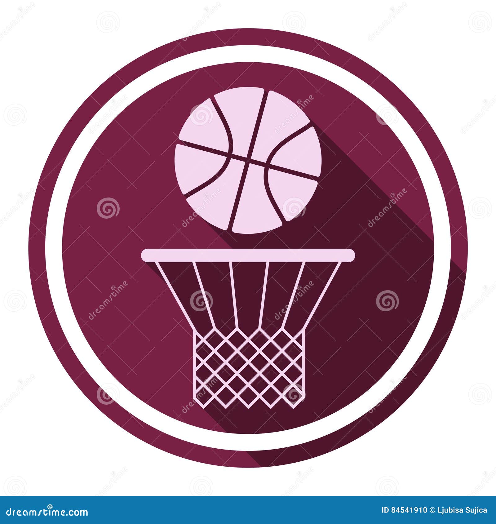 Basketball Icon with Long Shadow Stock Vector - Illustration of ...