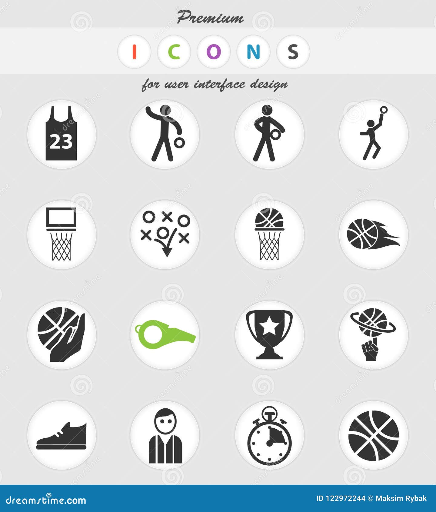 Basketball icon set stock vector. Illustration of basket - 122972244