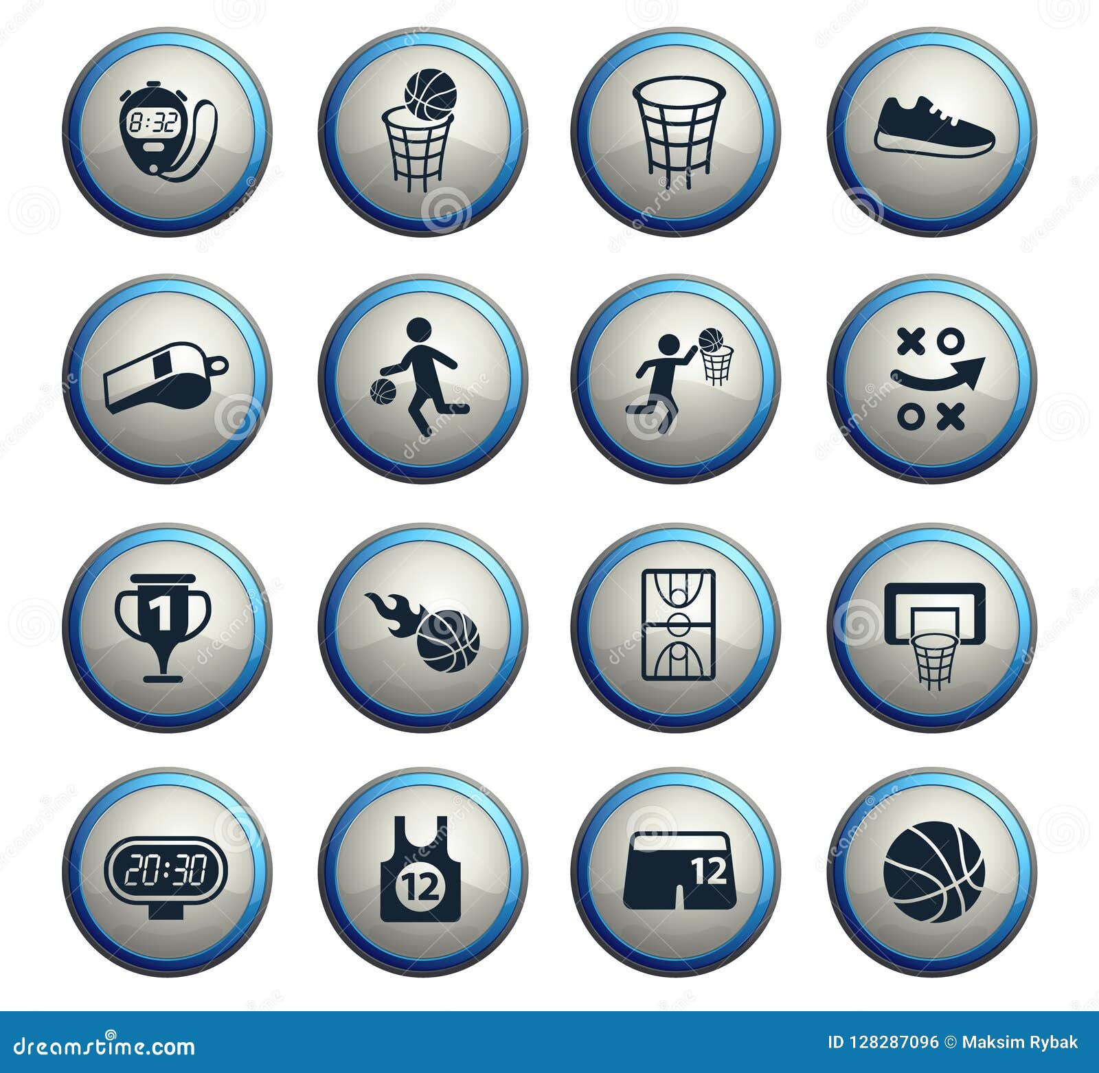 Basketball icon set stock vector. Illustration of watch - 128287096