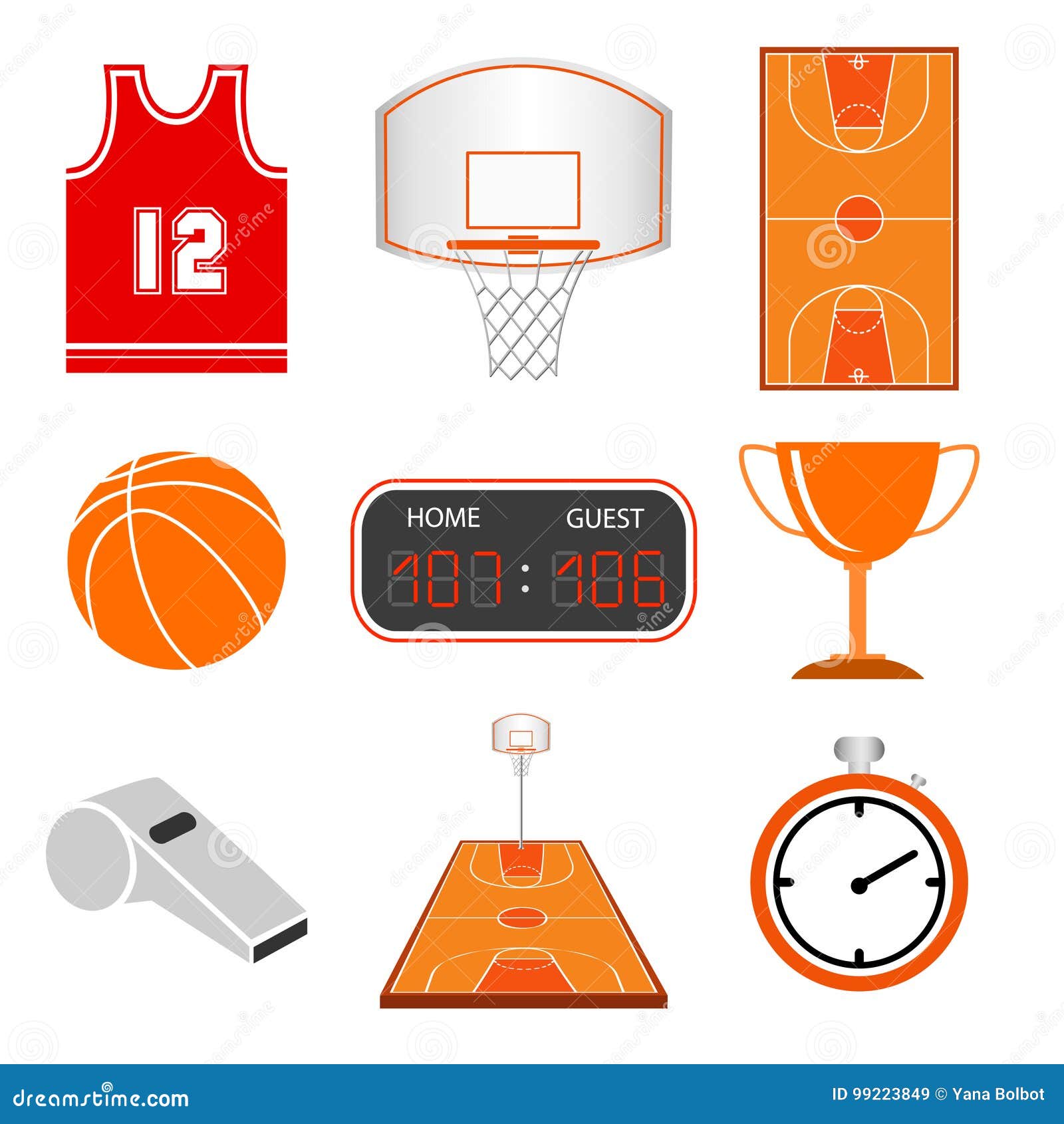 Basketball Icon Set Of Gestures And Symbols In Cartoon Vector ...