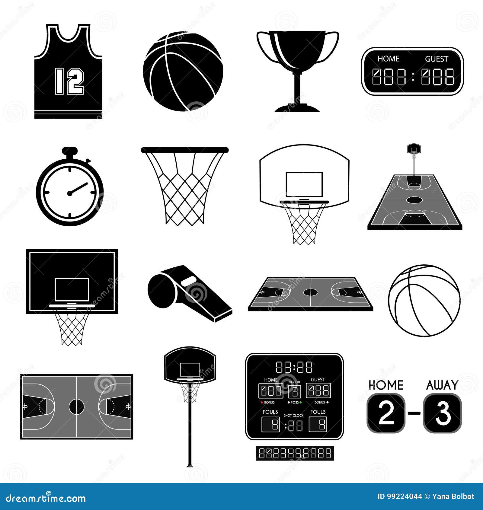 Basketball icon set stock vector. Illustration of competition - 99224044