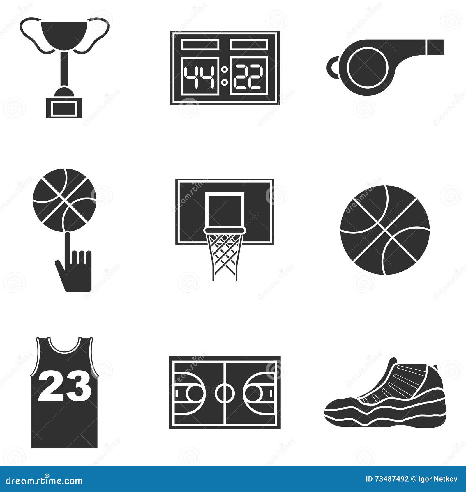 Basketball icon set stock vector. Illustration of basketball - 73487492