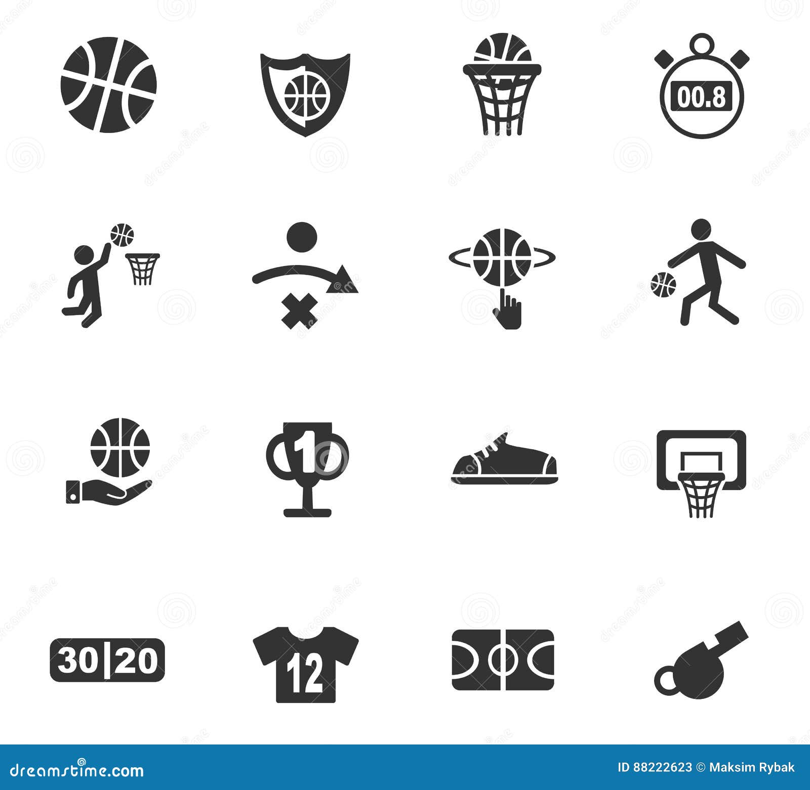 Basketball icon set stock vector. Illustration of banner - 88222623