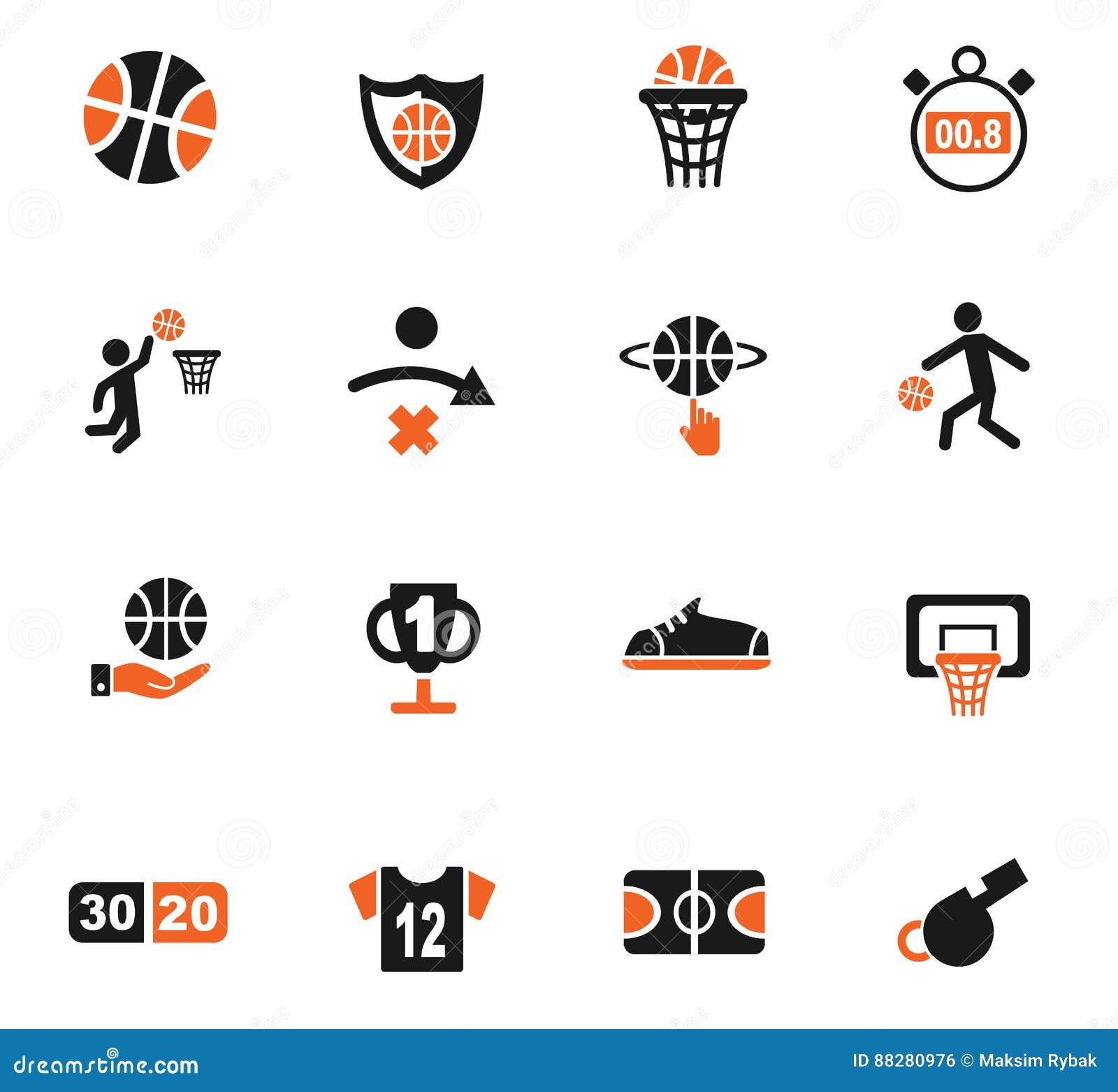 Basketball icon set stock illustration. Illustration of dunk - 88280976