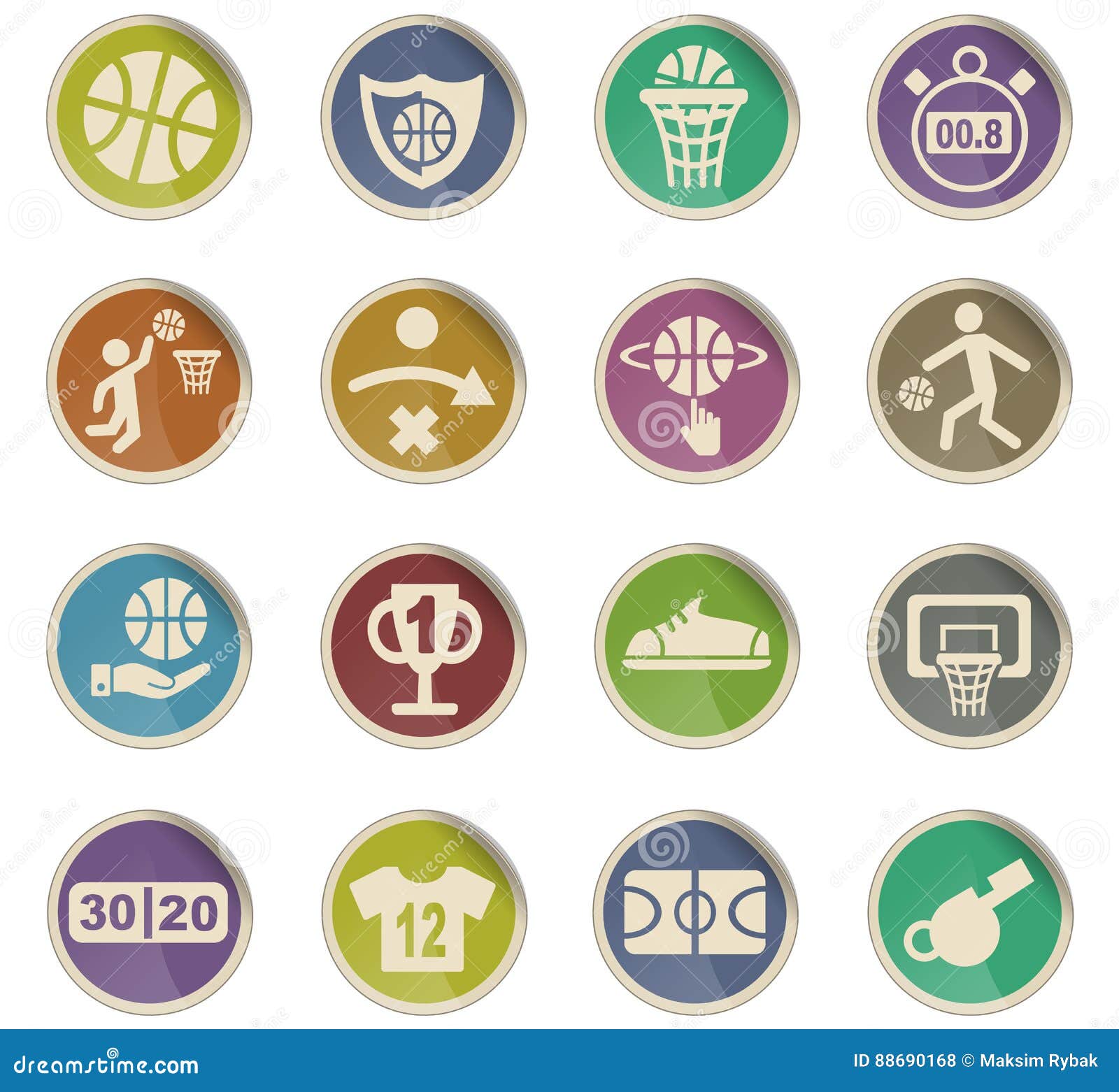 Basketball icon set stock illustration. Illustration of player - 88690168