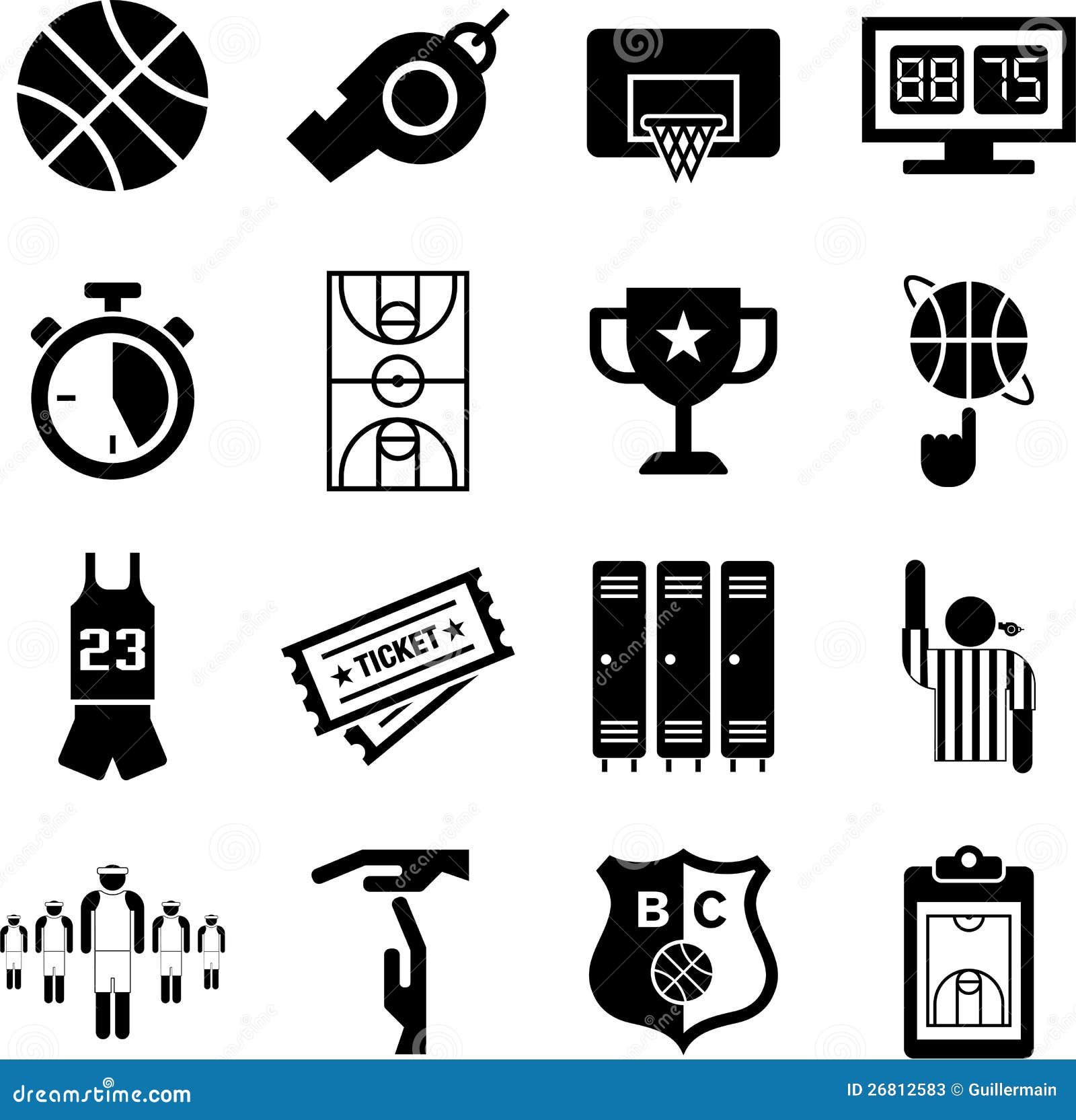 Basketball icons stock vector. Illustration of shield - 26812583