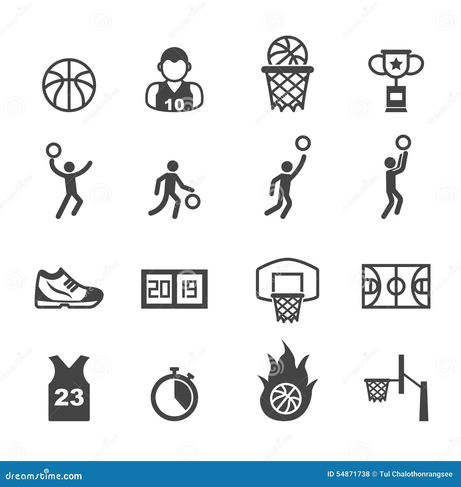Basketball icons stock vector. Illustration of logo, hoop - 54871738