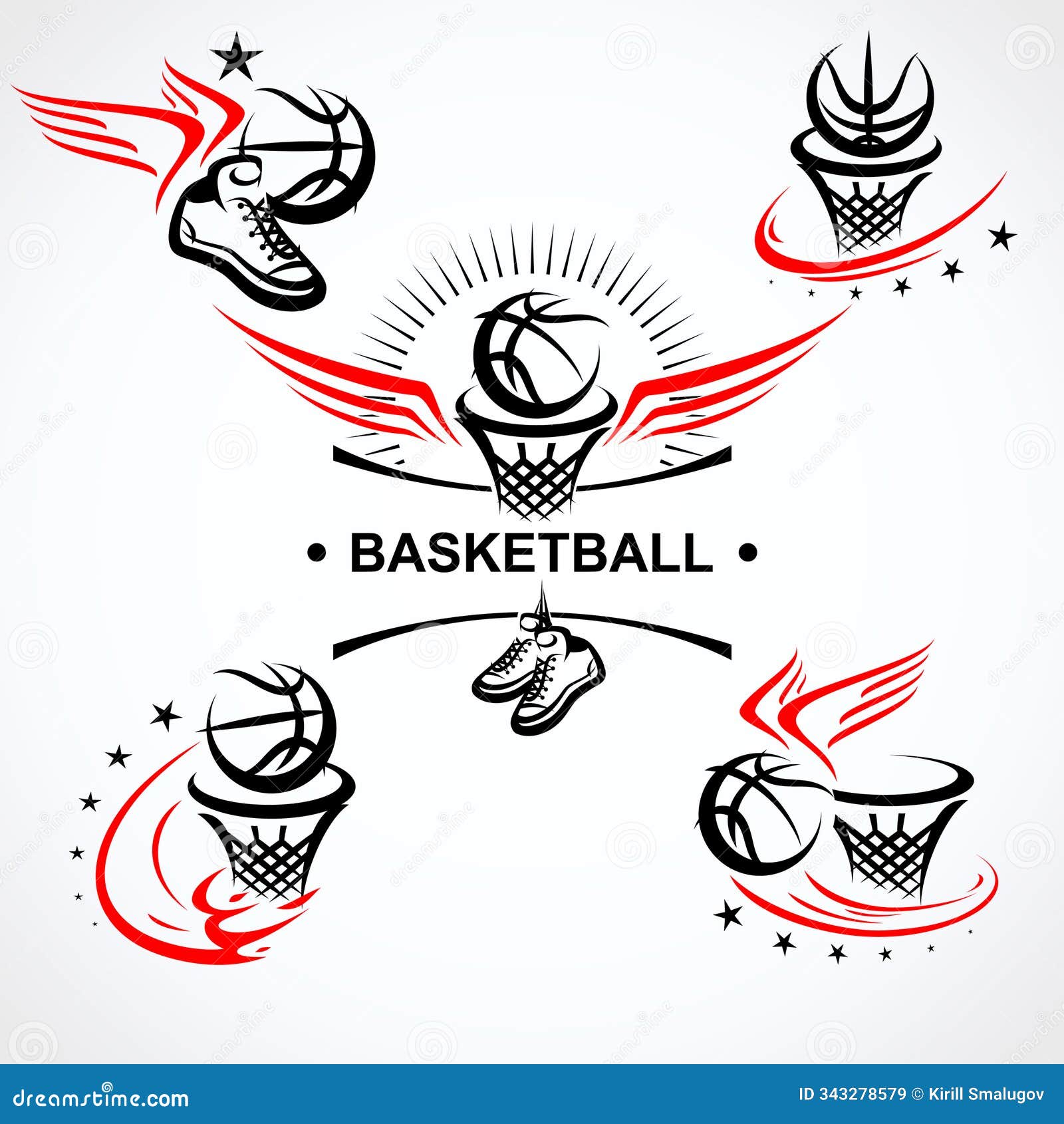 Basketball Label and Icon Set. Collection Icons Basketball Stock ...