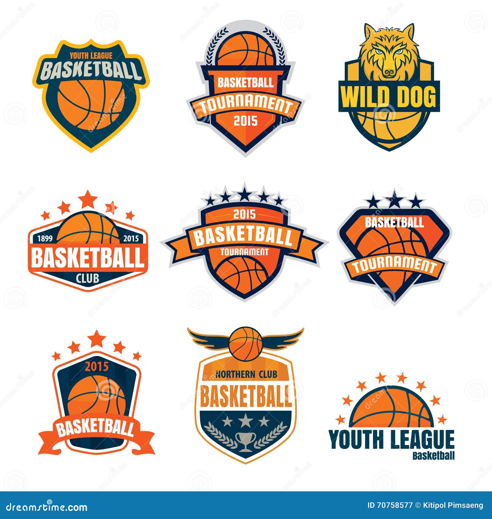 Basketball Logotype Collection ,sport Badge Set Stock Vector ...