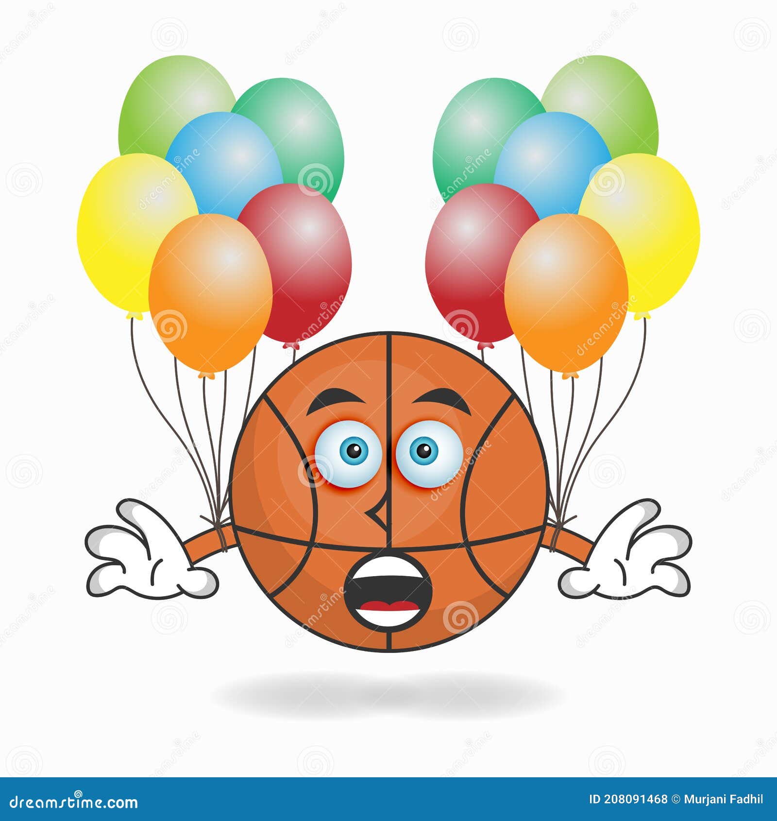 Basketball Mascot Character Holding a Balloon. Vector Illustration ...