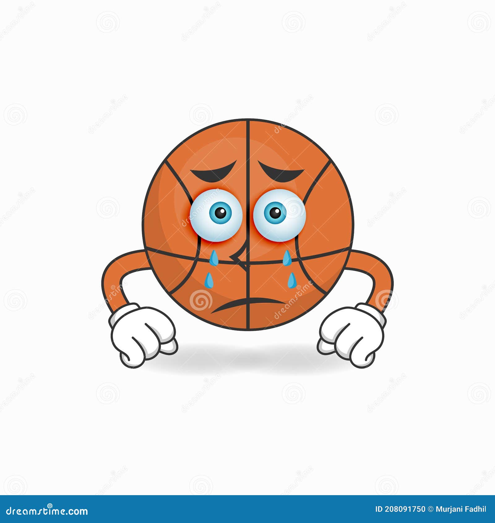 Basketball Mascot Character with Sad Expression. Vector Illustration ...