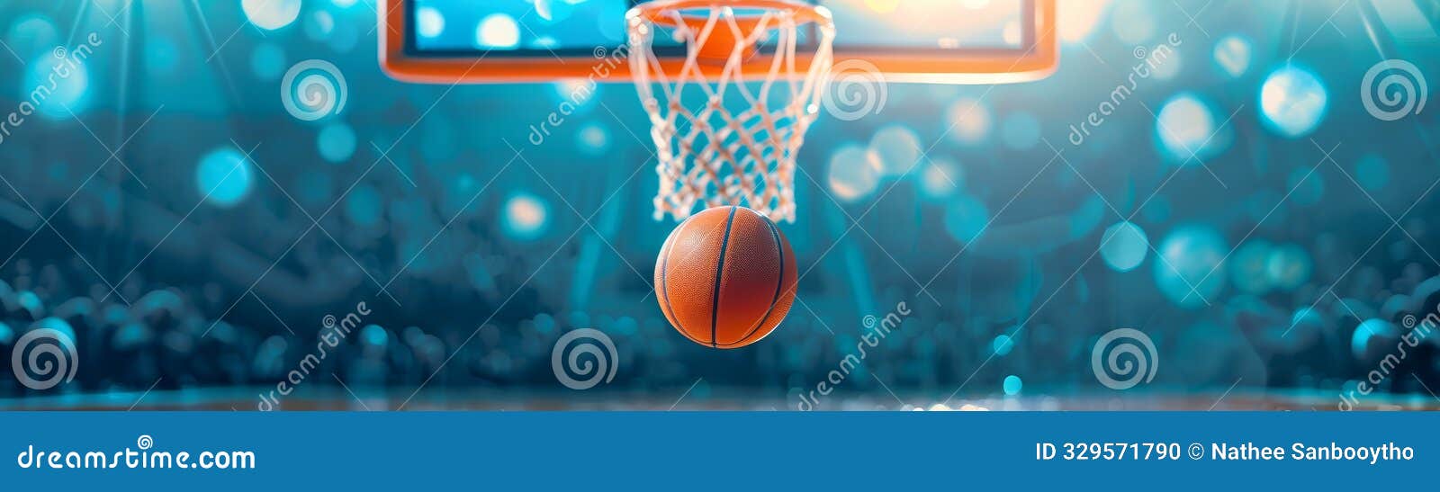 Basketball Approaching Hoop In Action-packed Game Blurred Crowd In The ...