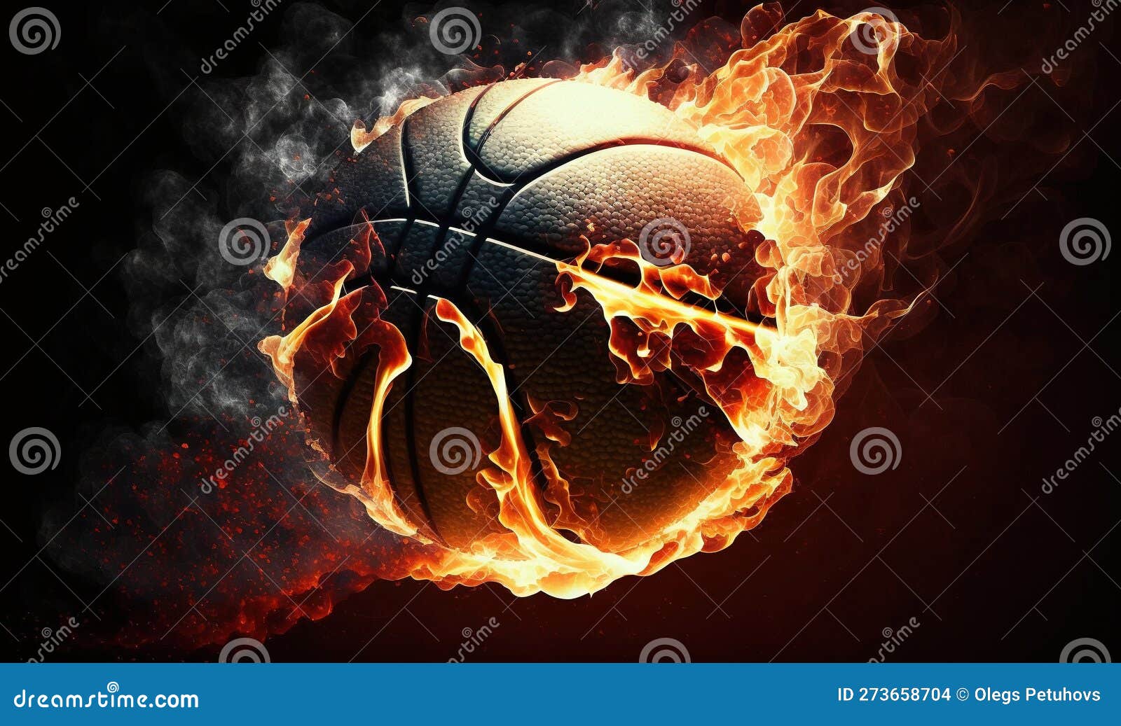 A Basketball is in the Middle of a Blazing Fireball Stock Illustration ...